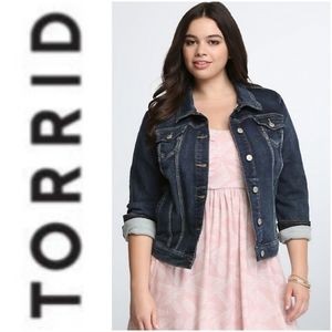torrid Jackets & Coats | Crop Denim Jacket With Studssparkles | Poshmark